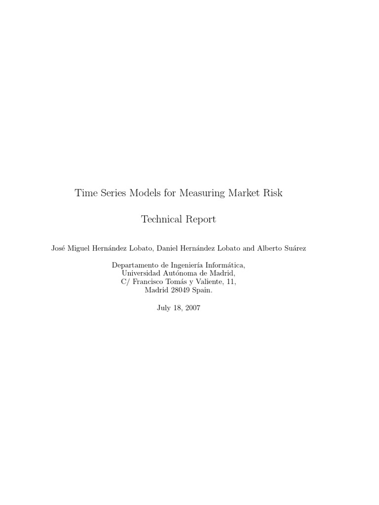 Time Series Risks | PDF | Value At Risk | Volatility (Finance)