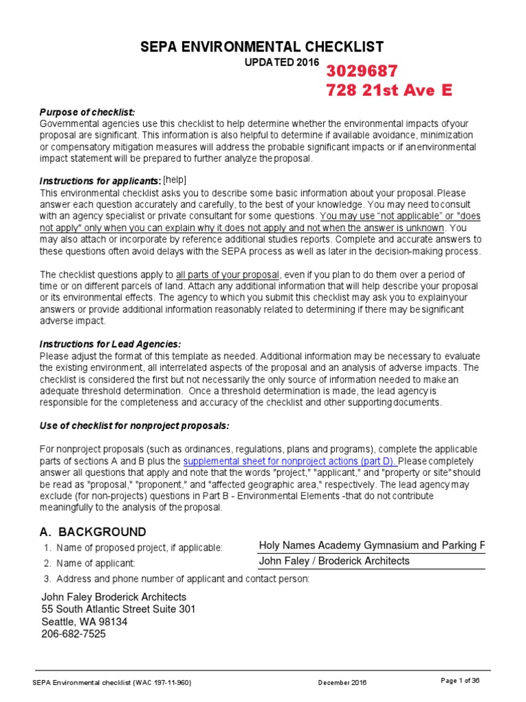 Sepa Environmental Checklist: 3029687 728 21st Ave E | PDF | Stormwater ...