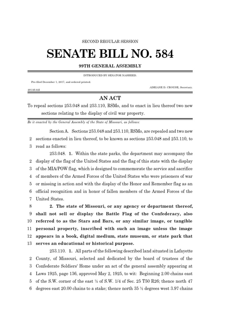 Senate Bill No. 584: An Act | PDF | Flags Of The Confederate States Of ...