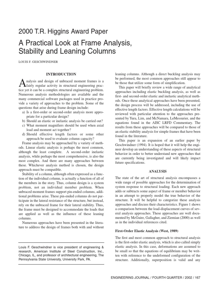 A Practical Look at Frame Analysis Stability and Leaning Columns | PDF ...