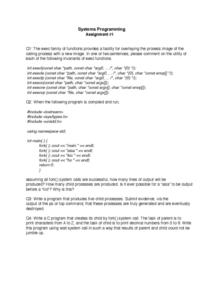 Systems Programming: Assignment #1 | PDF