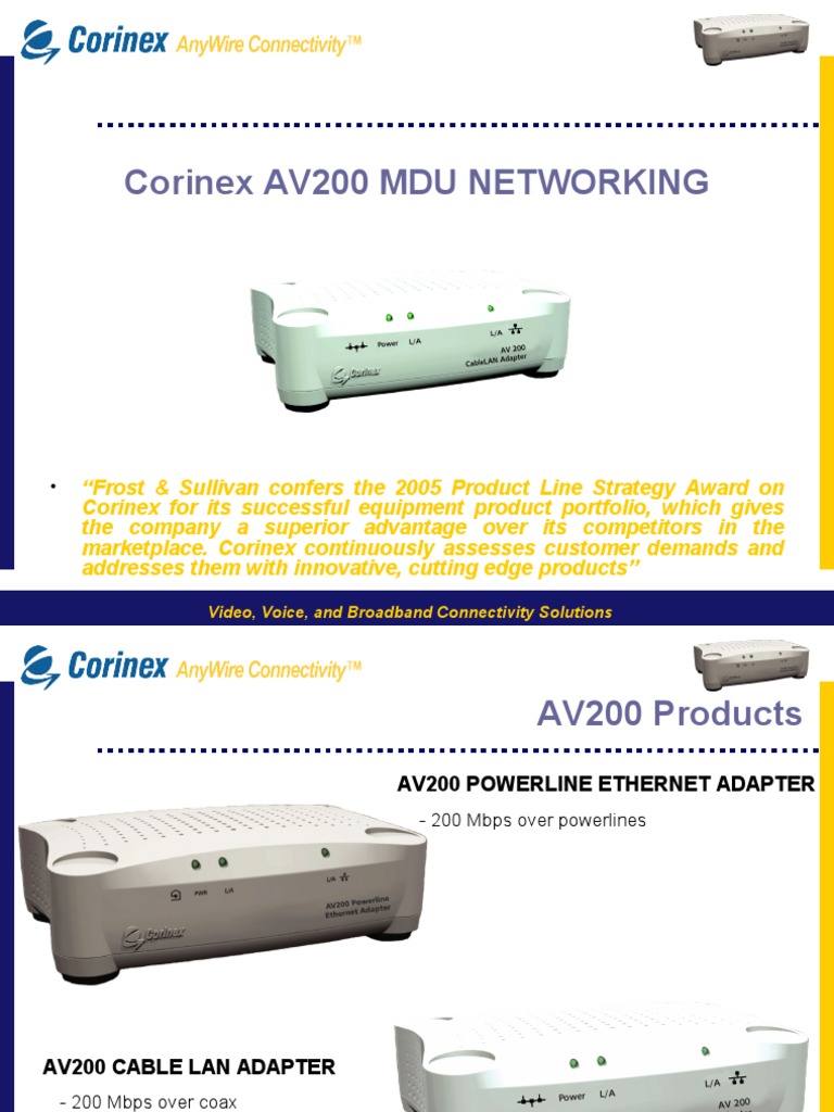 Corinex Av200 Mdu Networking: Video, Voice, and Broadband Connectivity ...