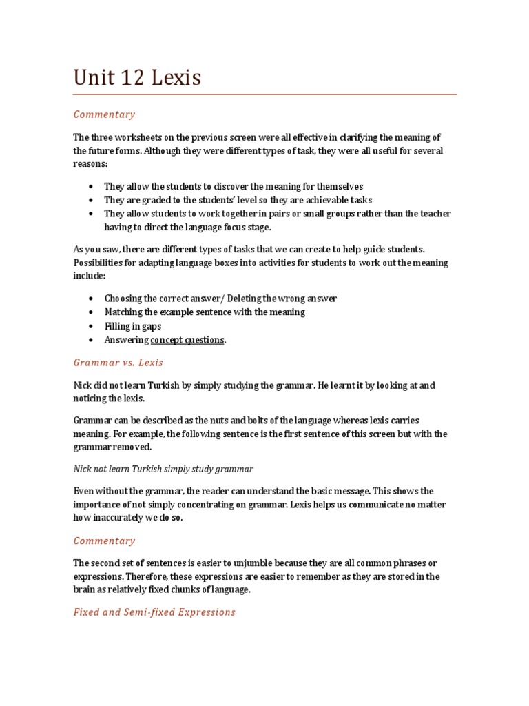 Unit 12 Lexis: Commentary | PDF | Idiom | Phrase