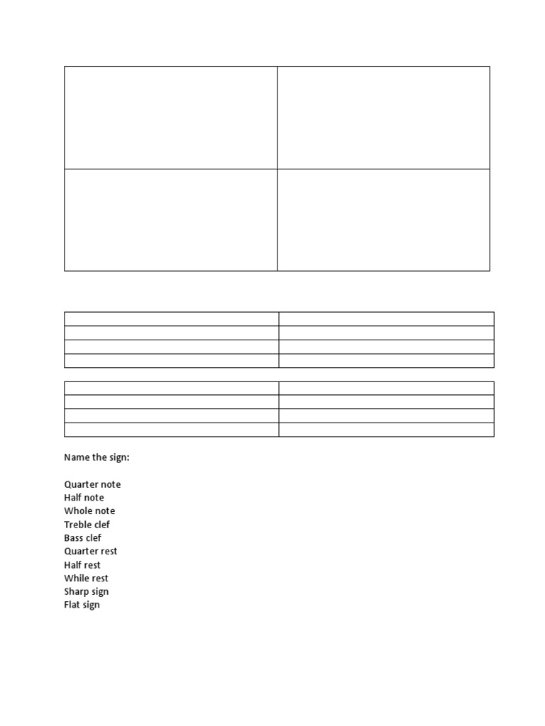 Name The Sign: Quarter Note Half Note Whole Note Treble Clef Bass Clef ...
