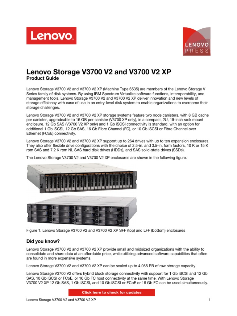 Lenovo Storage V3700 V2 and V3700 V2 XP: Product Guide | PDF | Solid ...