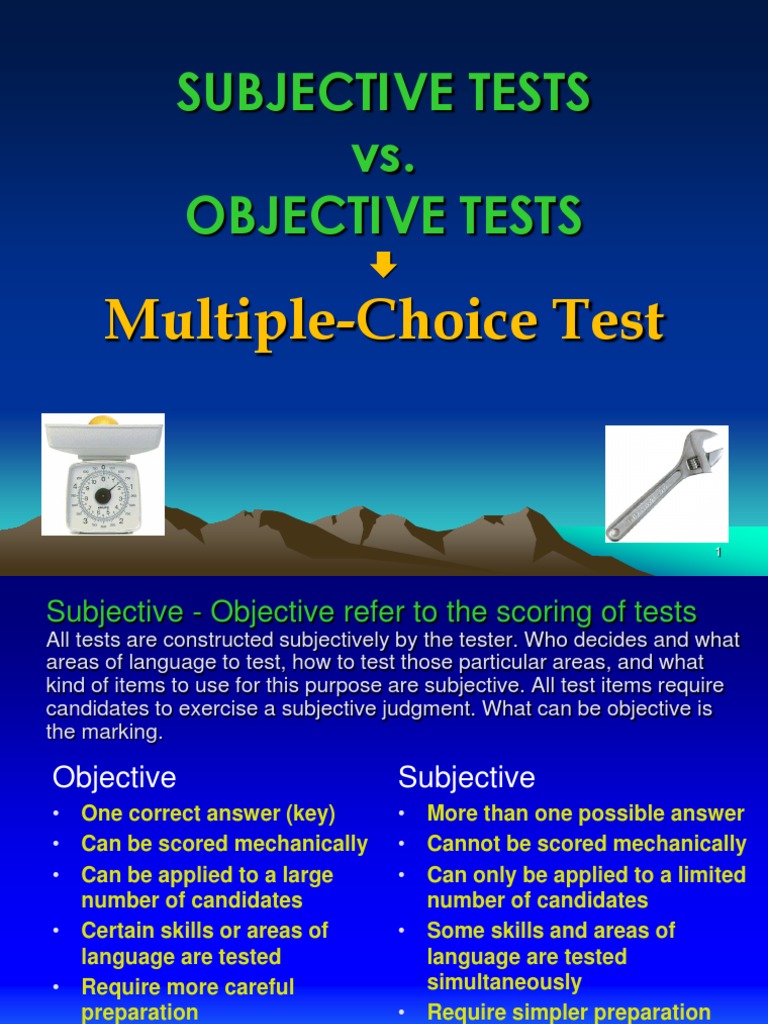 LT F Subjective Objective Tests | PDF | Multiple Choice | Question