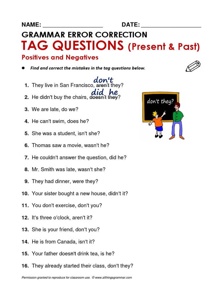 Tag Questions: (Present & Past) | PDF