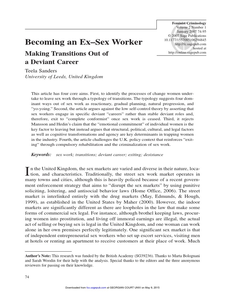 Becoming An Ex-Sex Worker | Download Free PDF | Deviance (Sociology ...