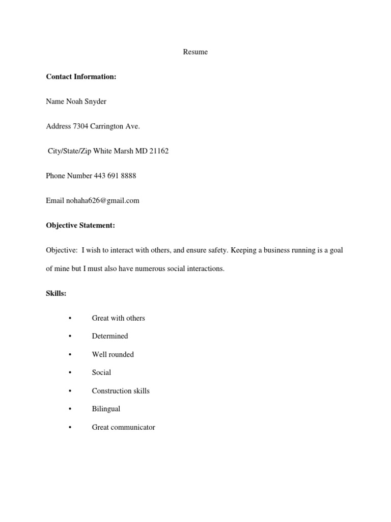 Noah Snyder Resume | PDF