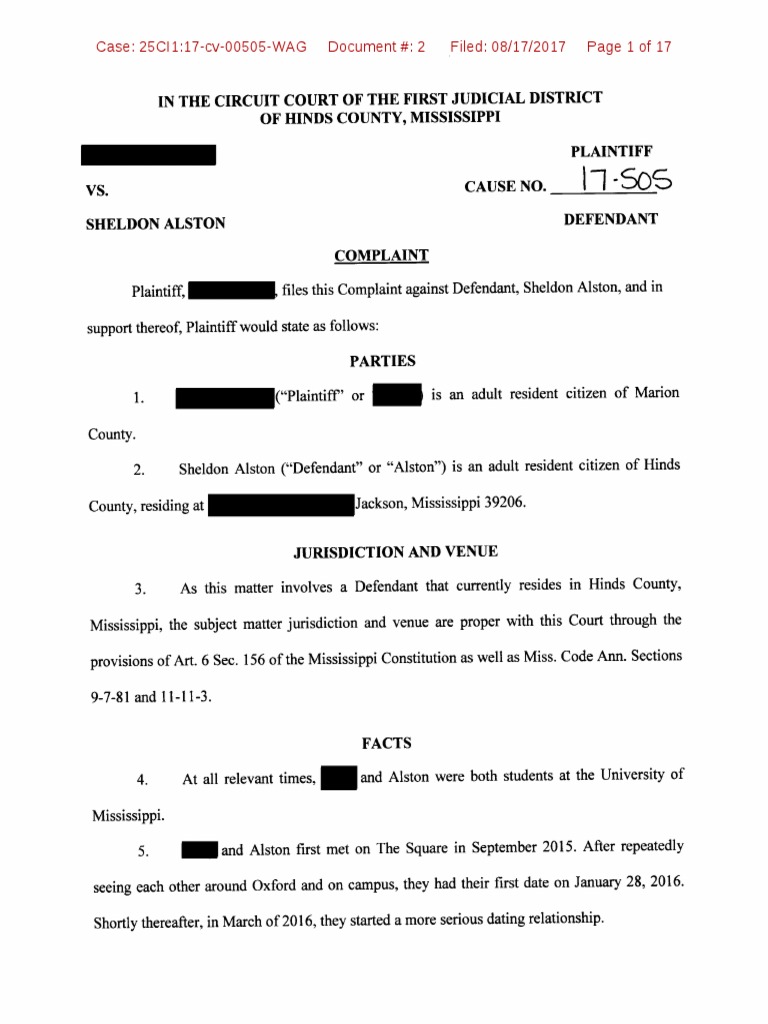 Alston Civil Case File_Redacted | Interrogatories | Discovery (Law)