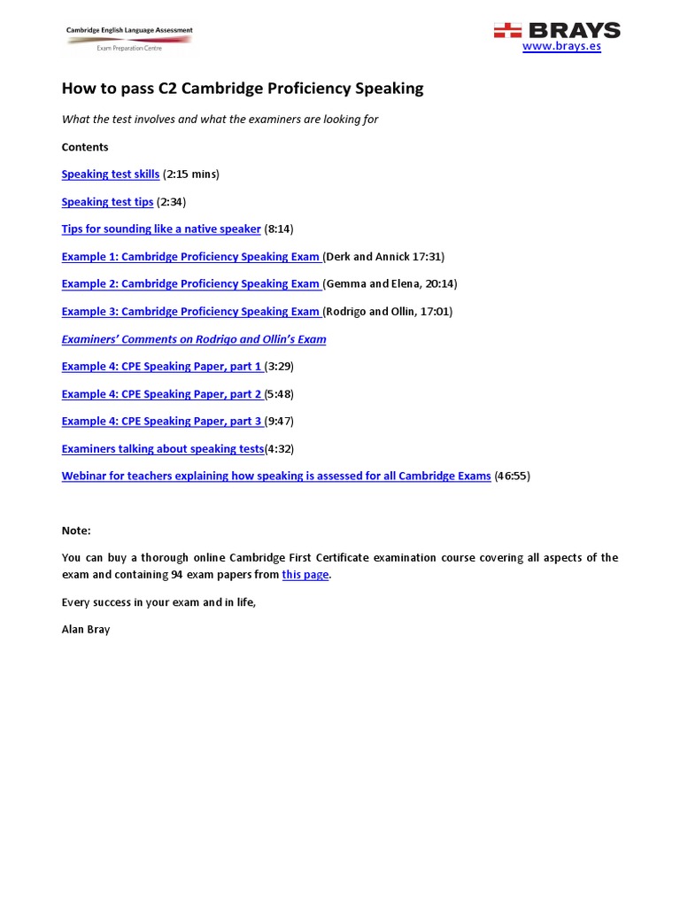 C2 - CPE - Level 3 - Proficiency Speaking | PDF | Career & Growth