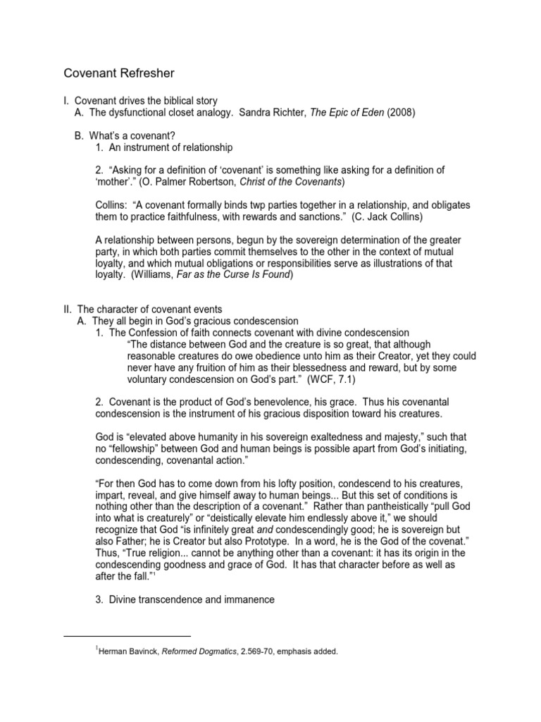 Covenant Theology Outline | PDF | Covenant Theology | Transcendence ...