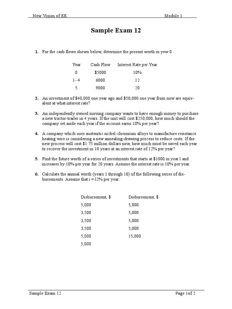 Sample Exam 12 | PDF | Interest | Interest Rates