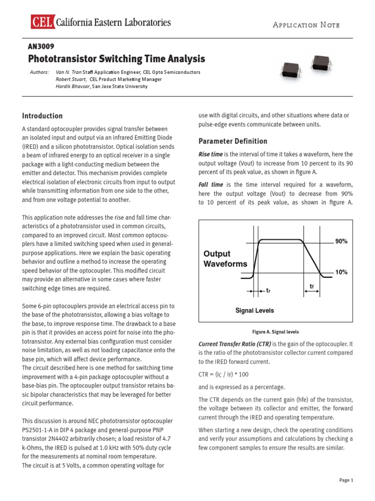 Phototransistor Switching Time Analysis: Output Waveforms | PDF ...