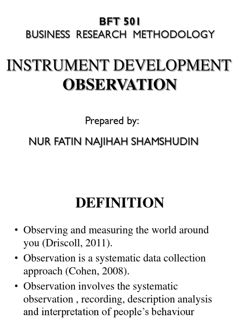 F5.3. Instrument Development-Observation | Download Free PDF ...