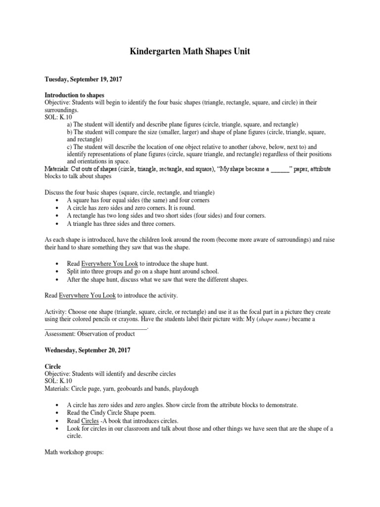 Kindergarten Shape Exploration | PDF | Shape | Rectangle