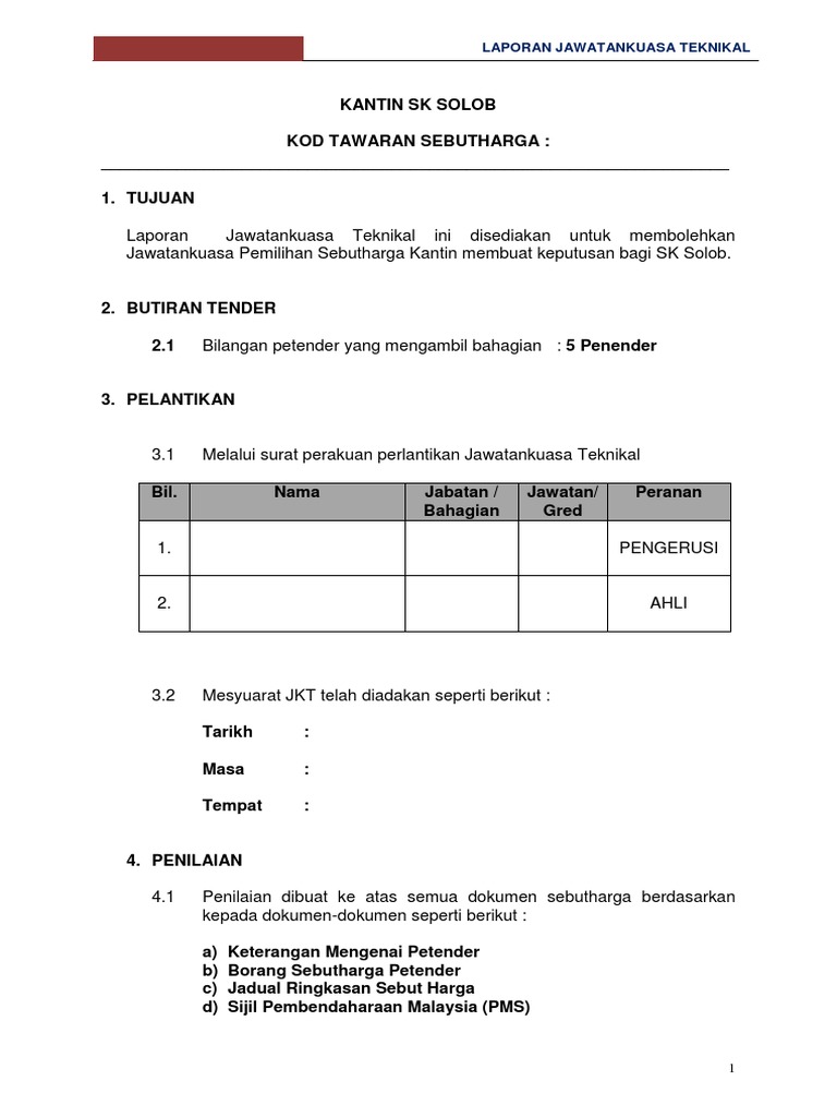 Laporan JK Penilai Teknikal | PDF