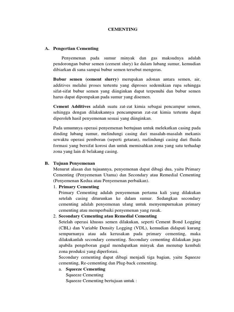 Proses dan Tujuan Cementing pada Sumur | PDF | Griya & Taman | Sains ...
