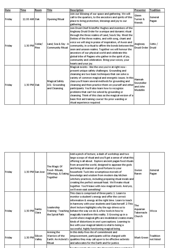 Pcon2018 Pub Schedule | PDF | Heathenry (New Religious Movement ...
