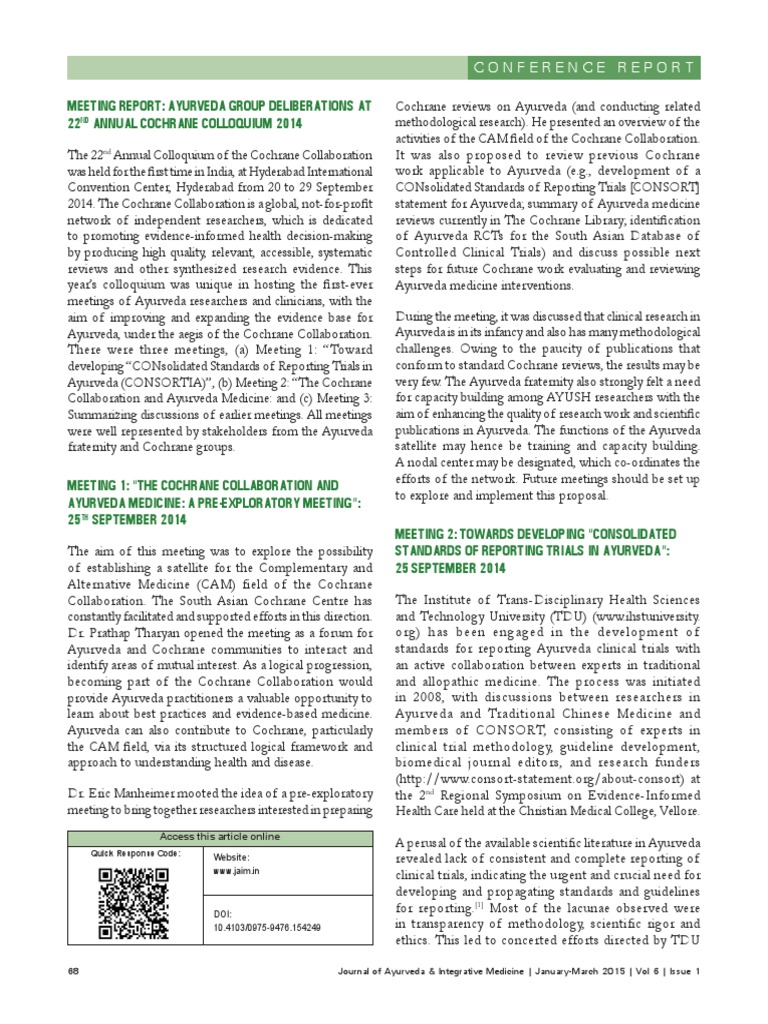 Cochrane & Ay | PDF | Ayurveda | Alternative Medicine