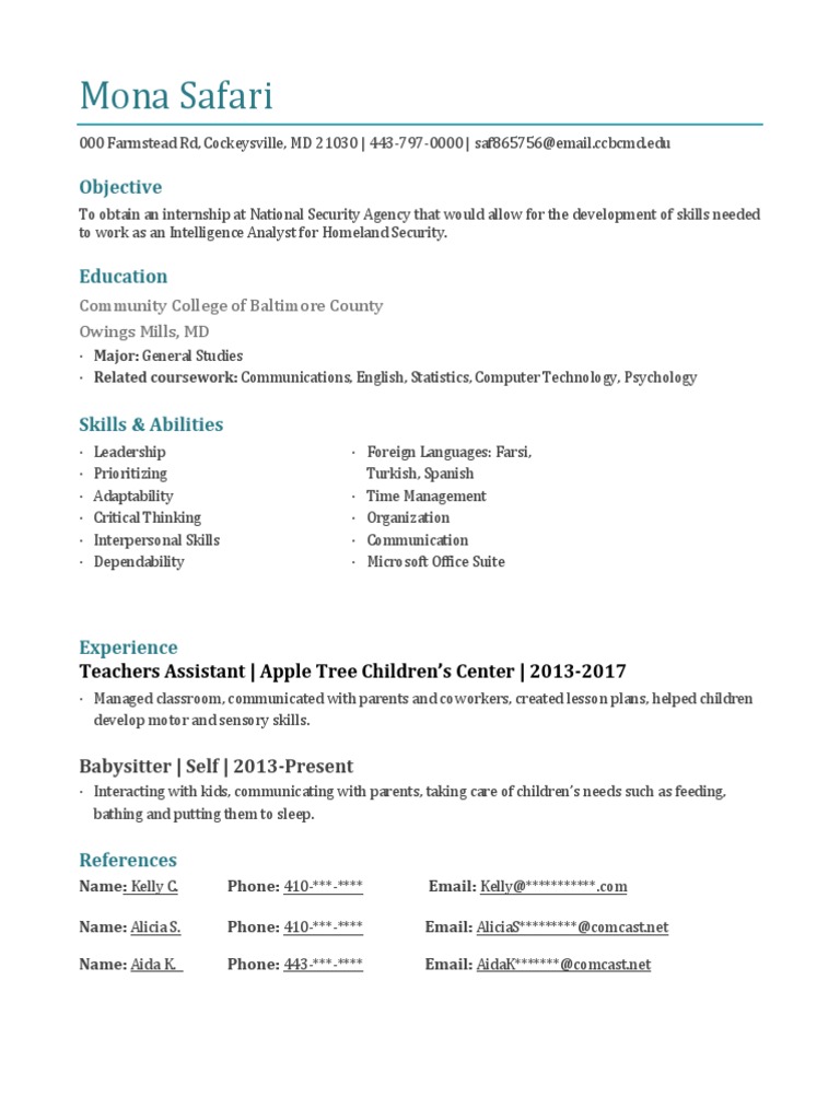 Mona Safari Resume Final | PDF