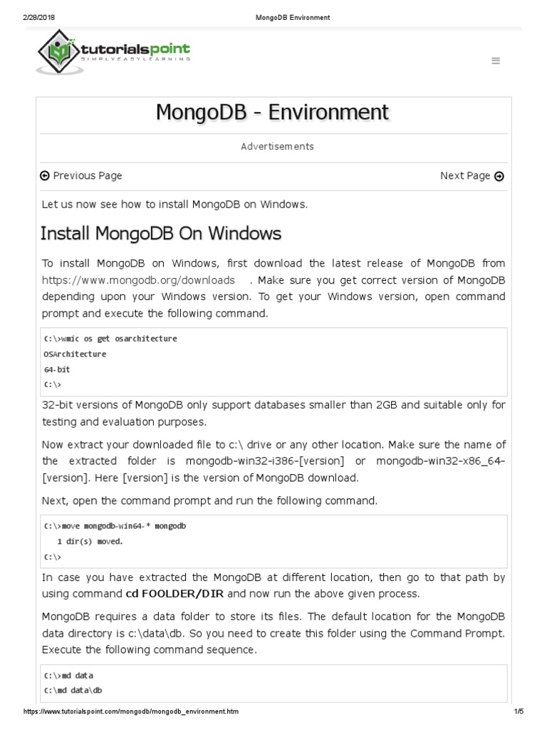 MongoDB Environment PDF | PDF | Mongo Db | Command Line Interface