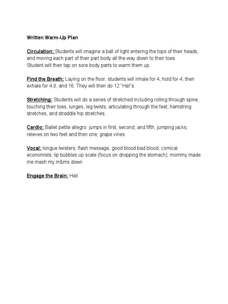 Musical Theatre Warm-Ups | PDF