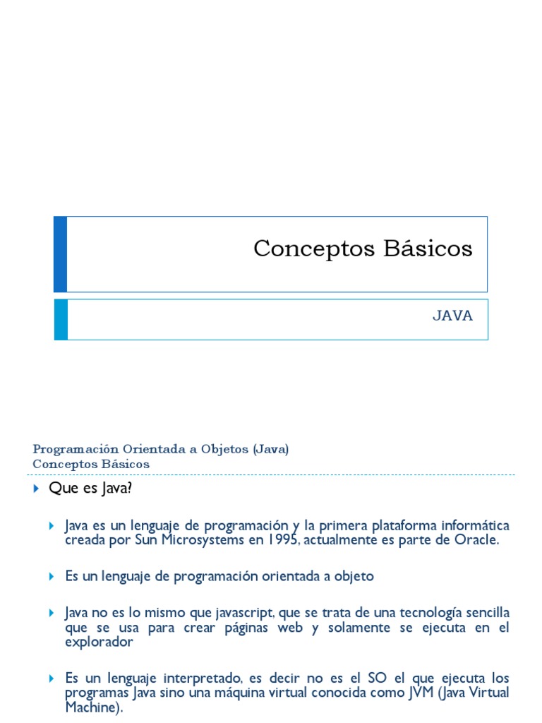 Conceptos Basicos Java | PDF | máquina virtual de Java | Java (lenguaje ...