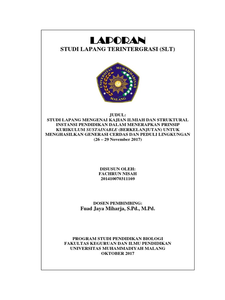 Laporan Studi Lapang Terintegrasi Jogja | PDF