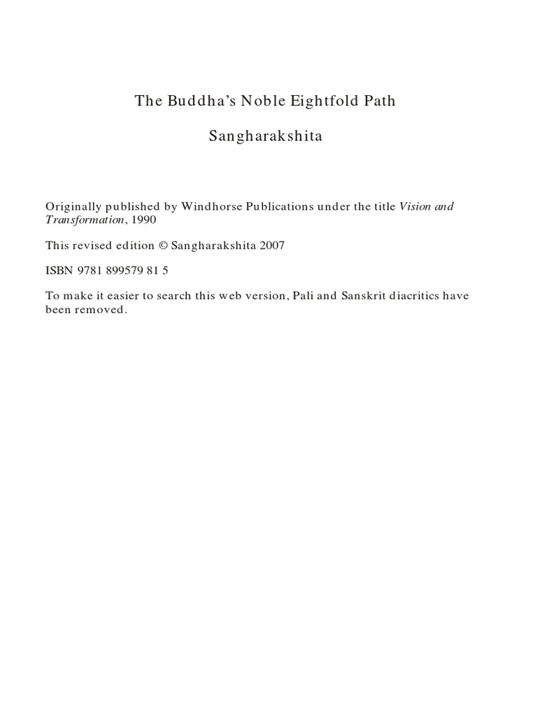 Noble Eightfold Path | PDF | Four Noble Truths | Noble Eightfold Path