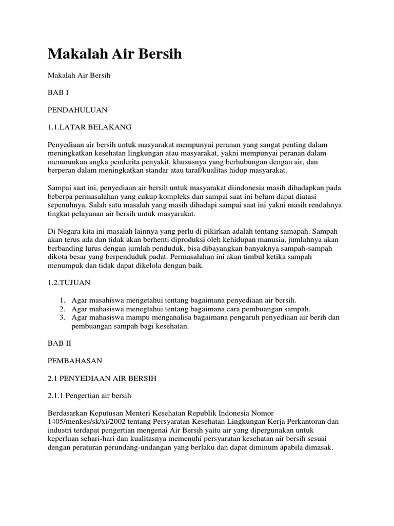 Makalah Air Bersih | PDF