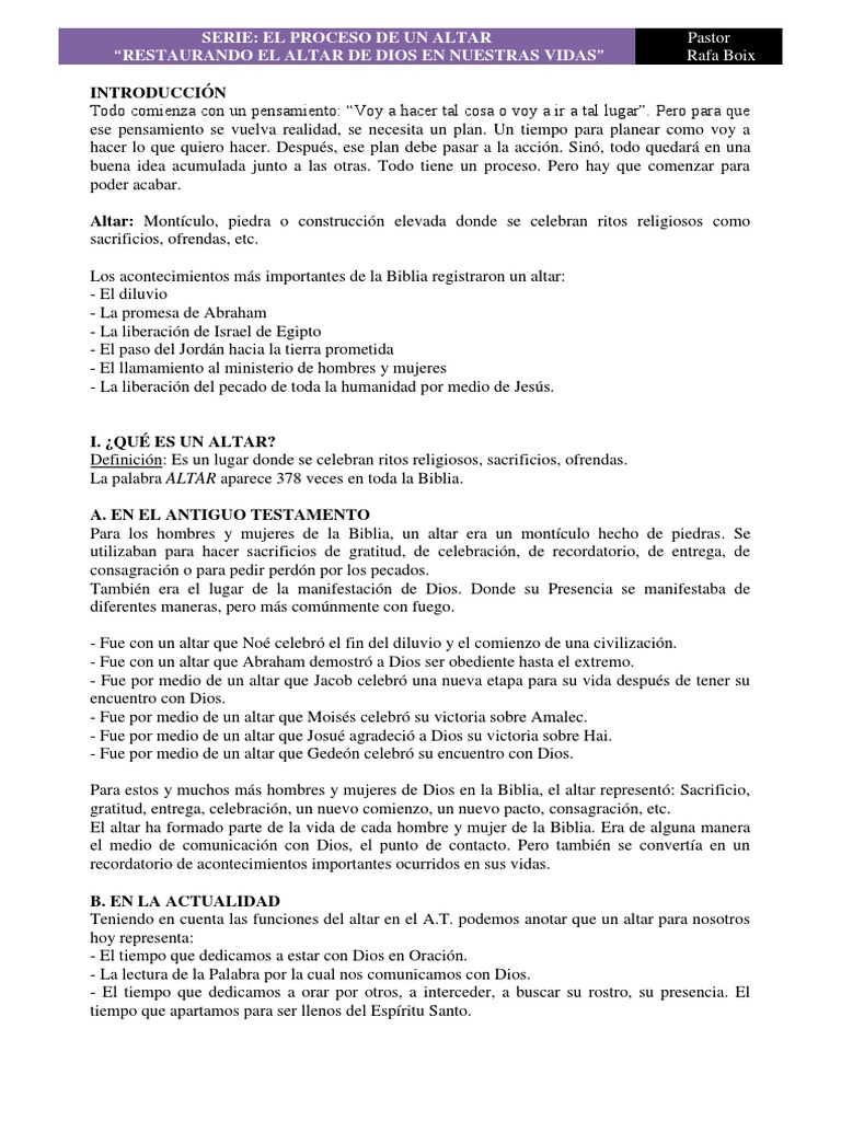 Restaurando el Altar de Dios | PDF | Oración | Creencia religiosa y doctrina
