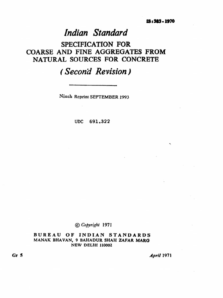 IS 383: Coarse & Fine Aggregate Specs | PDF | Construction Aggregate ...