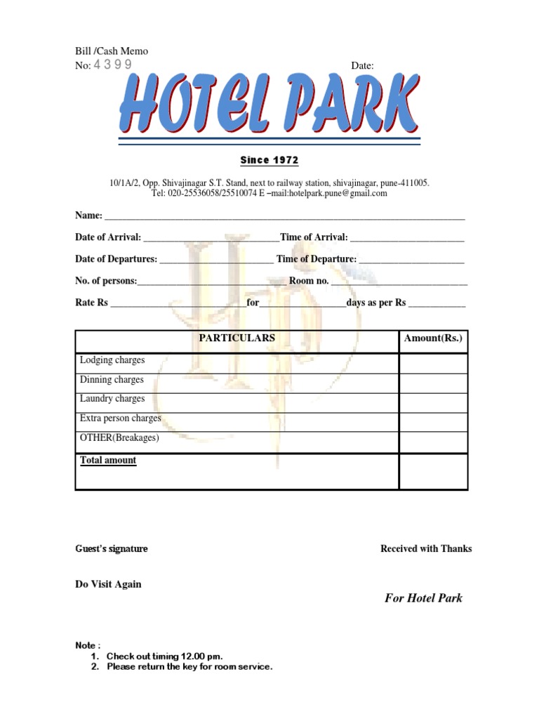 Hotel Bill Format Graphic Design, CDR File, Calligraphy And, 56% OFF