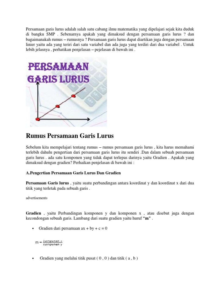 Rumus dan Pengertian Garis Lurus | PDF | Komputer