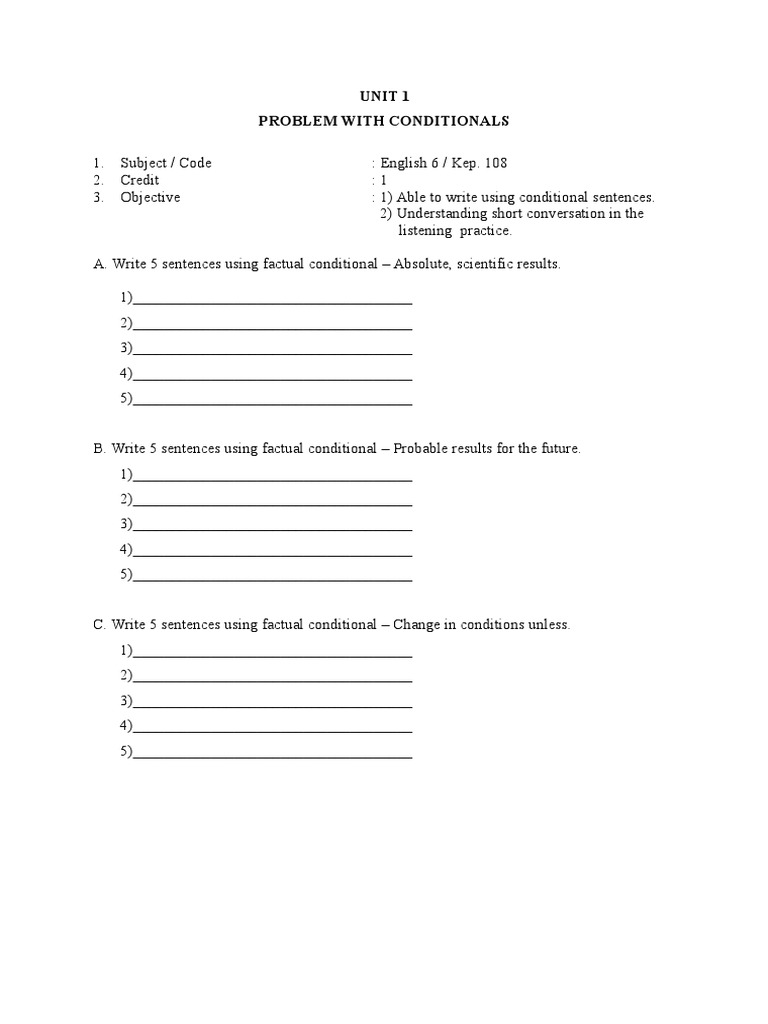 Unit 1 Problem With Conditionals | PDF