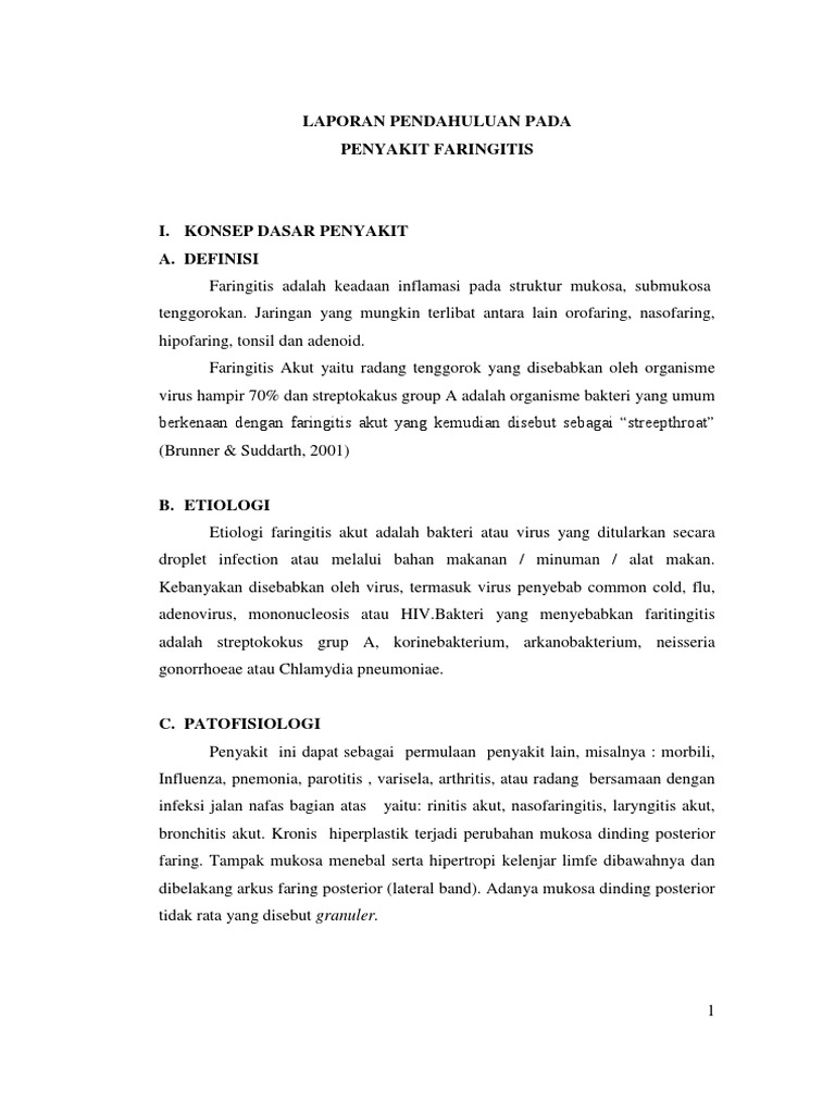 Patofisiologi Faringitis Akut dan Kronis | PDF | Kajian Bahasa Asing ...