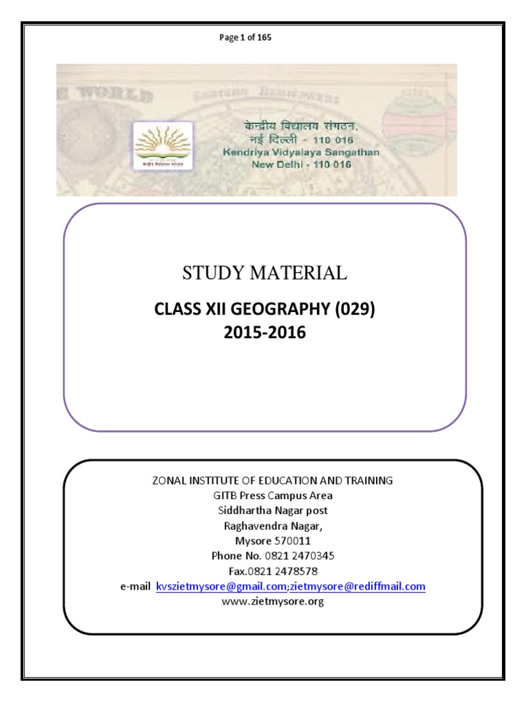 Study Material Class Xii Geography PDF | PDF | Agriculture | Geography