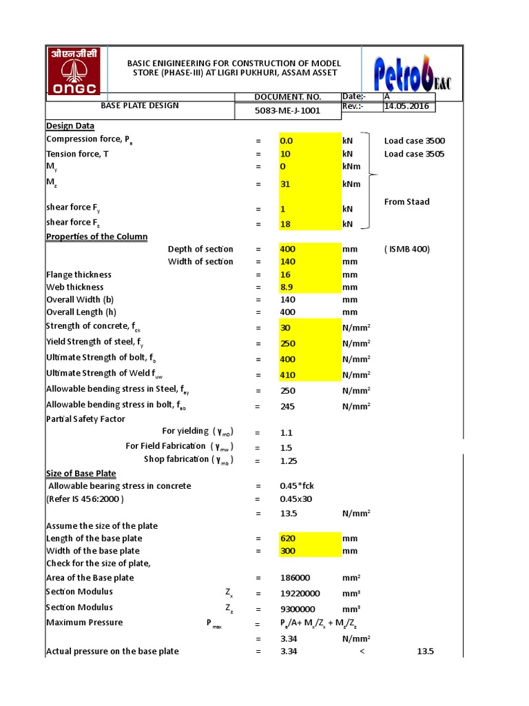Base Plate - IsMB 400 | PDF | Ultimate Tensile Strength | Bending