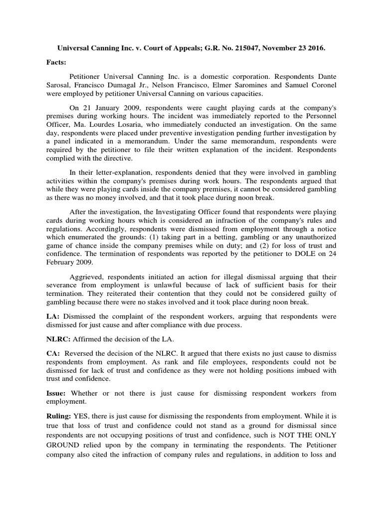 5 Universal Canning Inc Vs Court of Appeals PDF | PDF | Employment ...