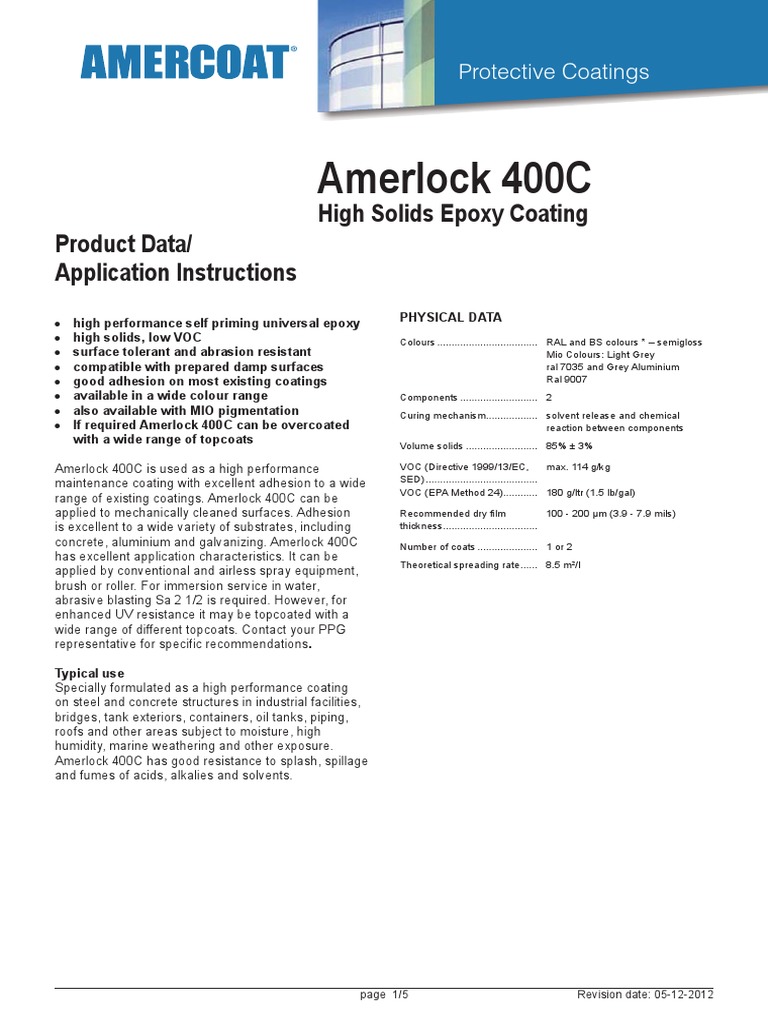 Amerlock 400C | PDF | Chemistry | Materials