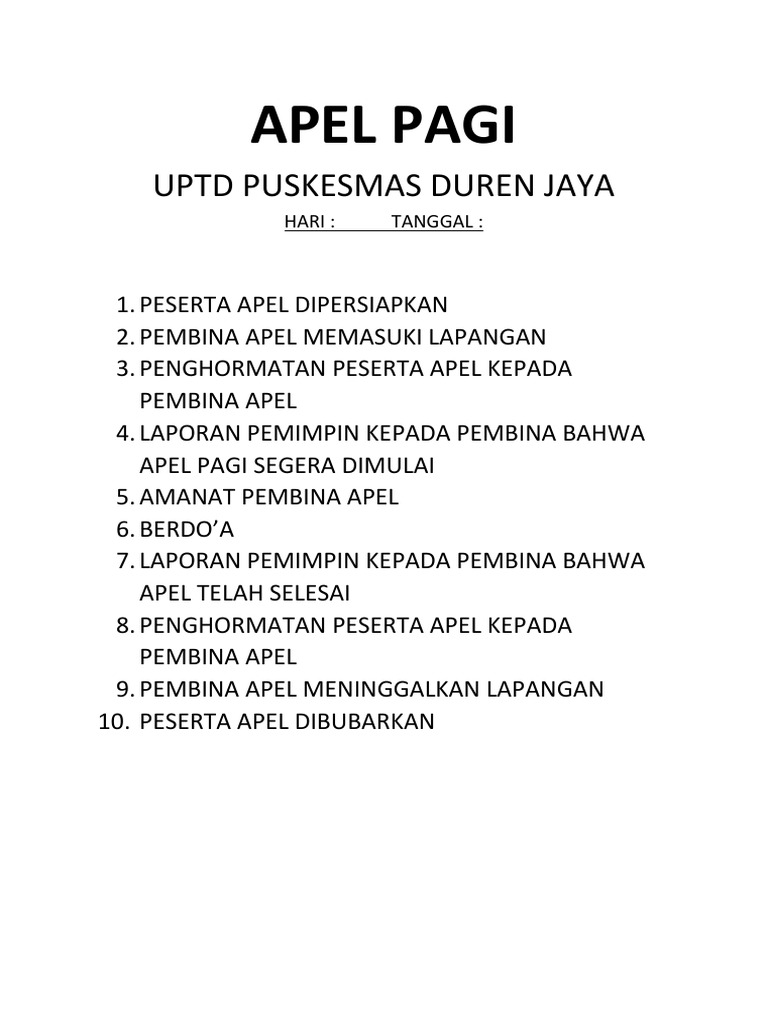 Draft Susunan Apel Pagi | PDF