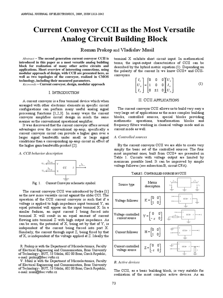 Versatile CCII Current Conveyor Applications | PDF | Amplifier ...