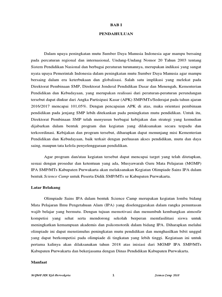 Proposal Science Camp Revisi 5 | PDF