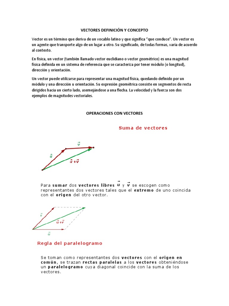 Vectores Definición y Concepto | PDF | Vector Euclidiano | Multiplicación