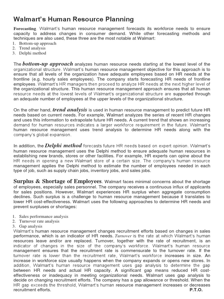 Walmart HRP | PDF | Turnover (Employment) | Human Resource Management
