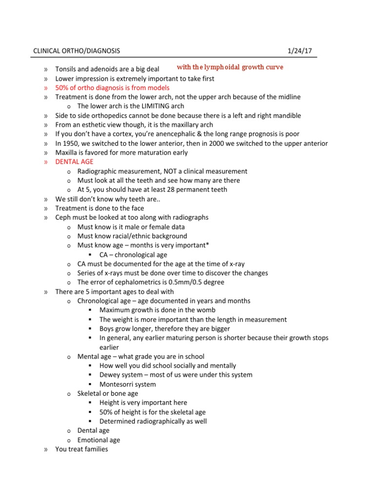 Ortho Notes 1:24:17 | PDF | Tooth | Radiography