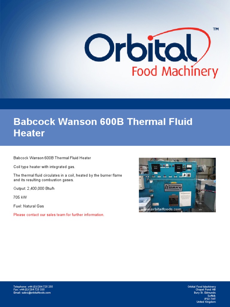Babcock Wanson 600B Thermal Fluid Heater (22739) | PDF
