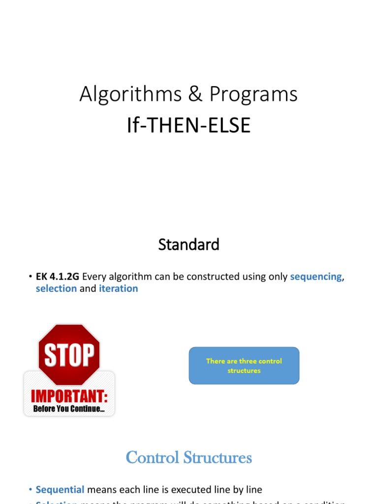 If Then Else | PDF | Iteration | Algorithms