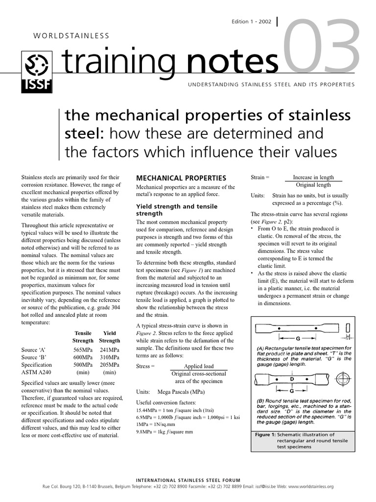 Properties of Stainless Steel | PDF | Deformation (Engineering ...